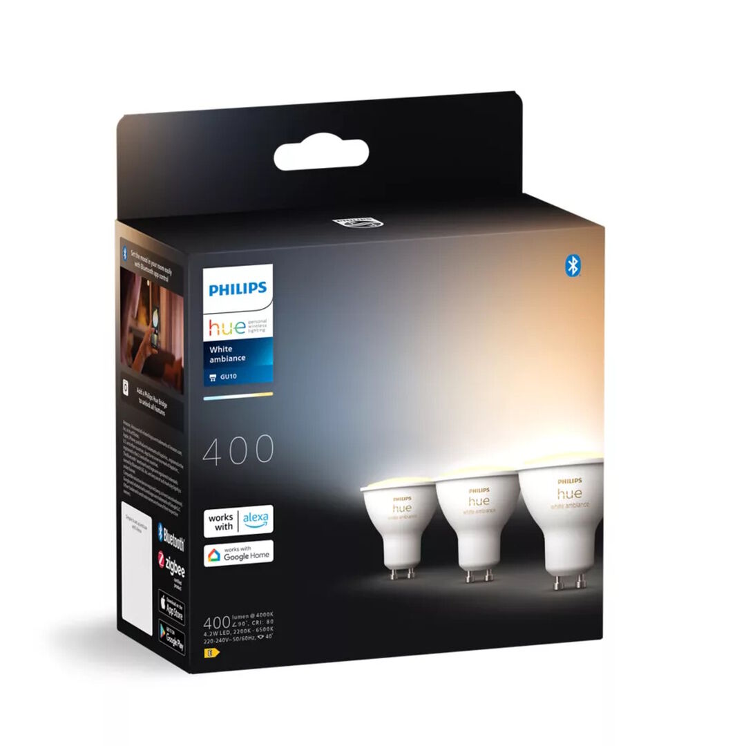 Pack Triple GU10 Philips Hue white ambiance.LED integrado.Bridge NO ...